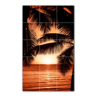 Trees Ceramic Tile Wall Mural HZ501047, 24" Wide x 40" High - Tropical ...