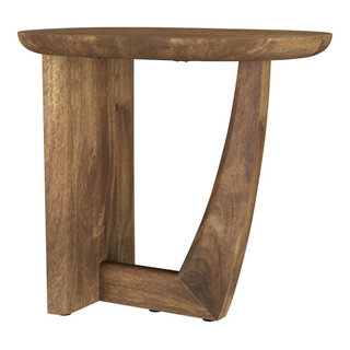 Fletcher Round Solid Mango Wood Accent Side Table Brown, 25 ...