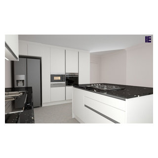 L-shaped Matt Handleless Kitchen With Granite Worktop by Inspired ...
