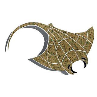 Manta Ray Ceramic Swimming Pool Mosaic, 48"x28" with shadow - Beach ...