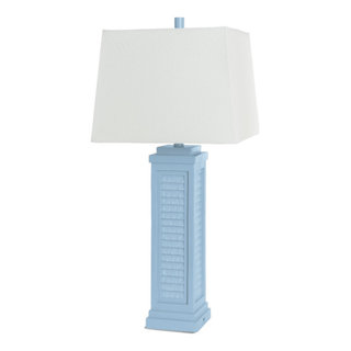 Shutter 32" Blue Polyresin Coastal Table Lamp WithUSB, Set of 2 - Beach ...
