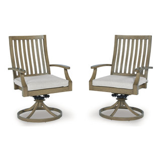 Rainier Ranch Brown/Beige Outdoor Swivel Chair With Cushion, Set of 2 ...
