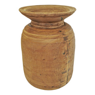 Consigned Old India Wood Pot 16 - Rustic - Indoor Pots And Planters ...