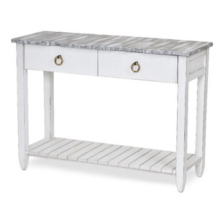 Sea Wind Florida Picket Fence Wood Console Table with Drawers in White ...