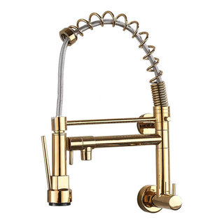 Wall Mounted Swivel Side Sprayer Dual Spout Kitchen Tap - Contemporary ...