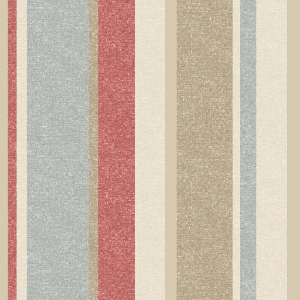 Raya Red Linen Stripe Wallpaper, Sample - Wallpaper - by Brewster Home ...