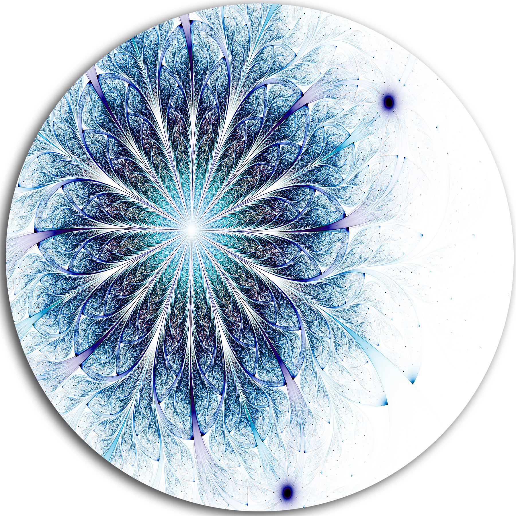 Fractal Flower Light Blue Digital Art, Flower Disc Metal Wall Art, Disc ...