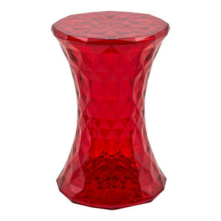 LeisureMod Modern Plastic Clio Side Table, Transparent Red, CS12TR ...