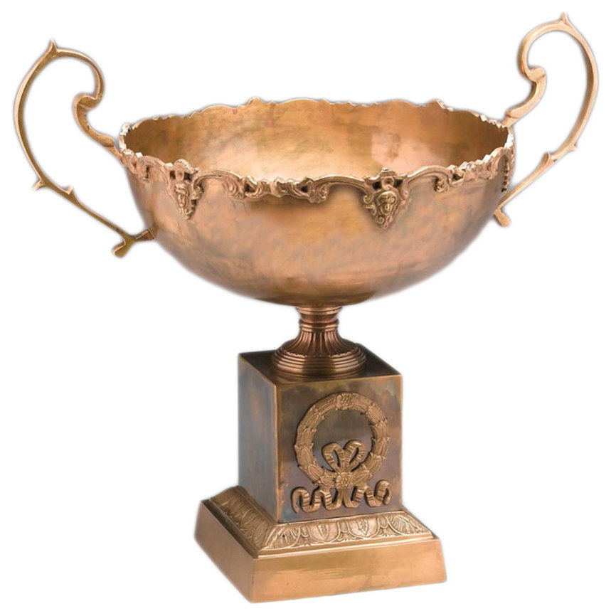 12 Inch Diameter Brass Bowl With Handles, 19 inches - Traditional ...
