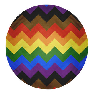 Inclusive Pride Chevron Chenille Rug, 5' Round - Contemporary - Area ...