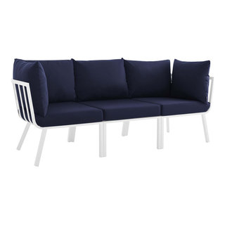 Riverside 3 Piece Outdoor Patio Aluminum Sectional Sofa Set ...