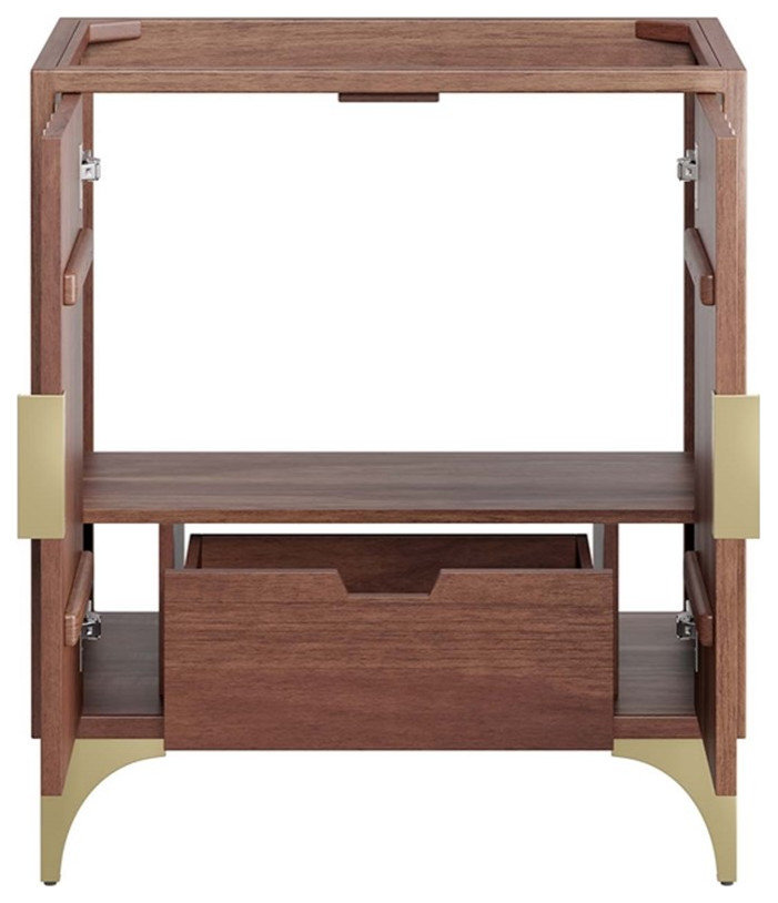 Modway Daylight 30" Solid Mango Wood Bathroom Vanity Cabinet in Walnut ...