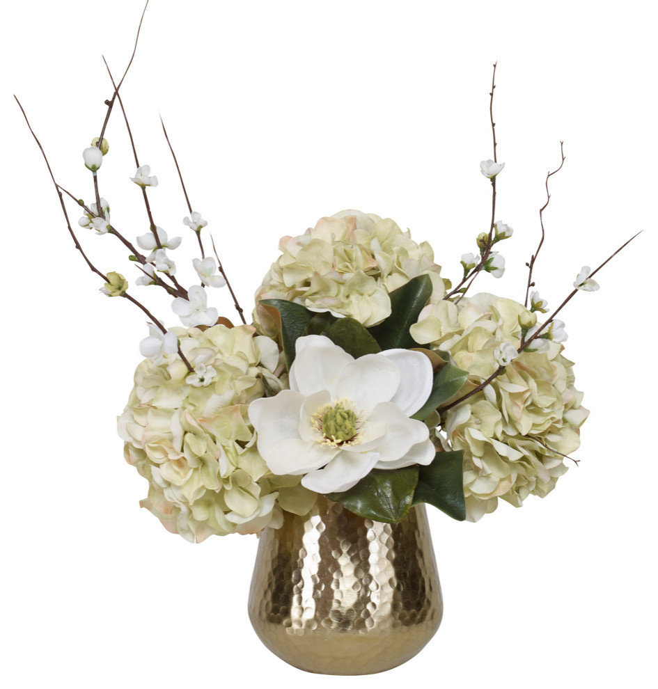 Uttermost 60191 Seabrook Floral Bouquet, Gold Vase - Artificial Flower ...
