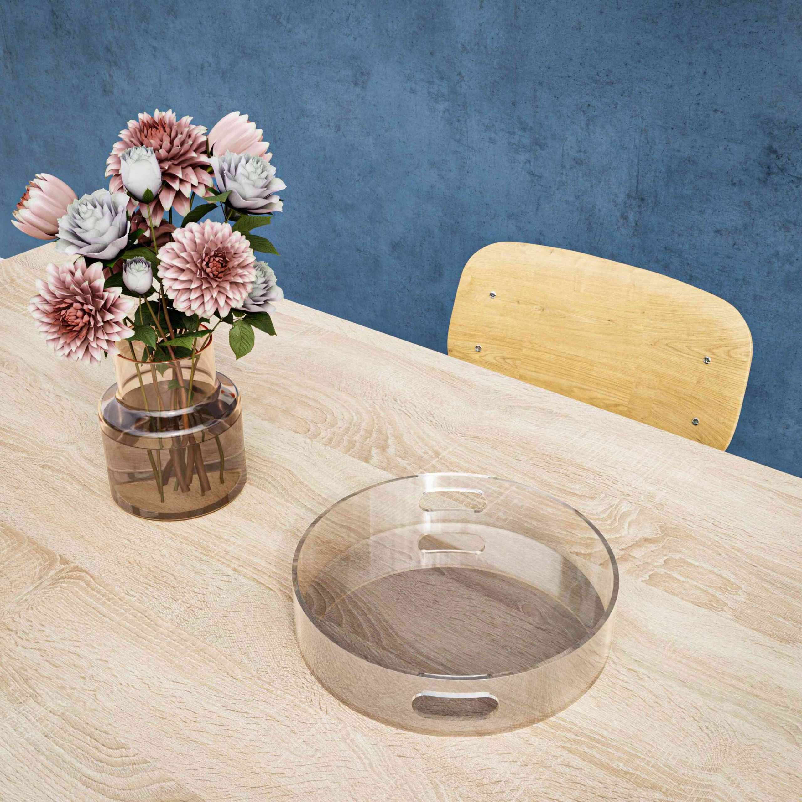 Cortesi Home Pyrite Acrylic Round Tray With Handles, 12" - Contemporary ...