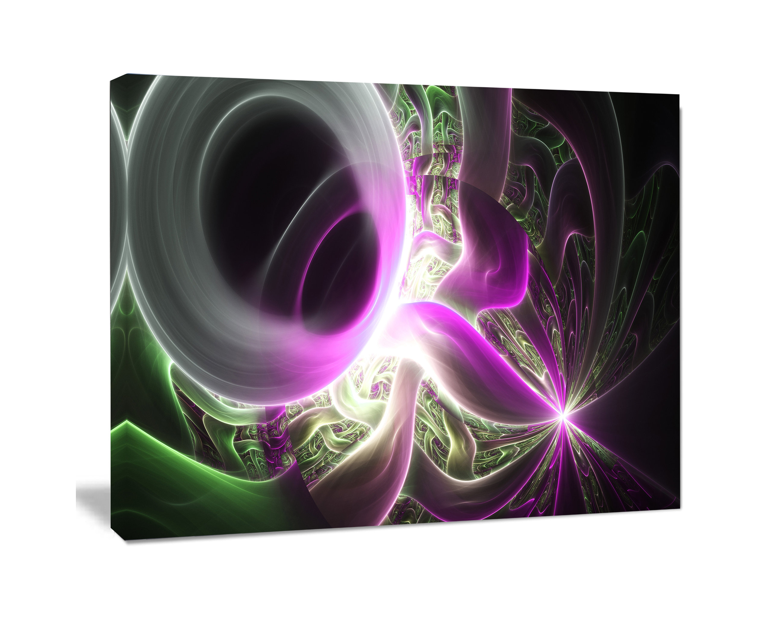 Light Purple Designs on Black, Abstract Wall Art Canvas, 20"x12"x1 ...
