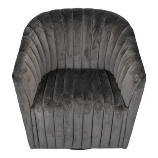 Slate Grey Velvet Swivel Chair Transitional Armchairs And Accent Chairs by Design Mix Furniture Houzz
