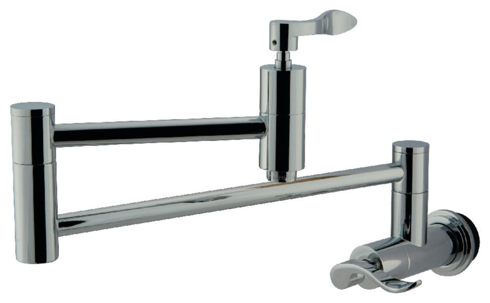 Kingston Brass KS810XDFL-P Wall Mount Pot Filler Kitchen Faucet, 13 ...