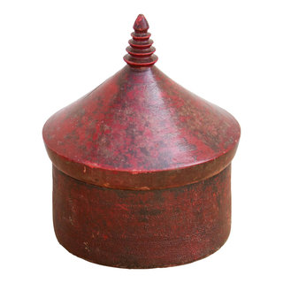 Aged Red Ajaipal Tikka Box - Farmhouse - Decorative Boxes - by De-cor ...