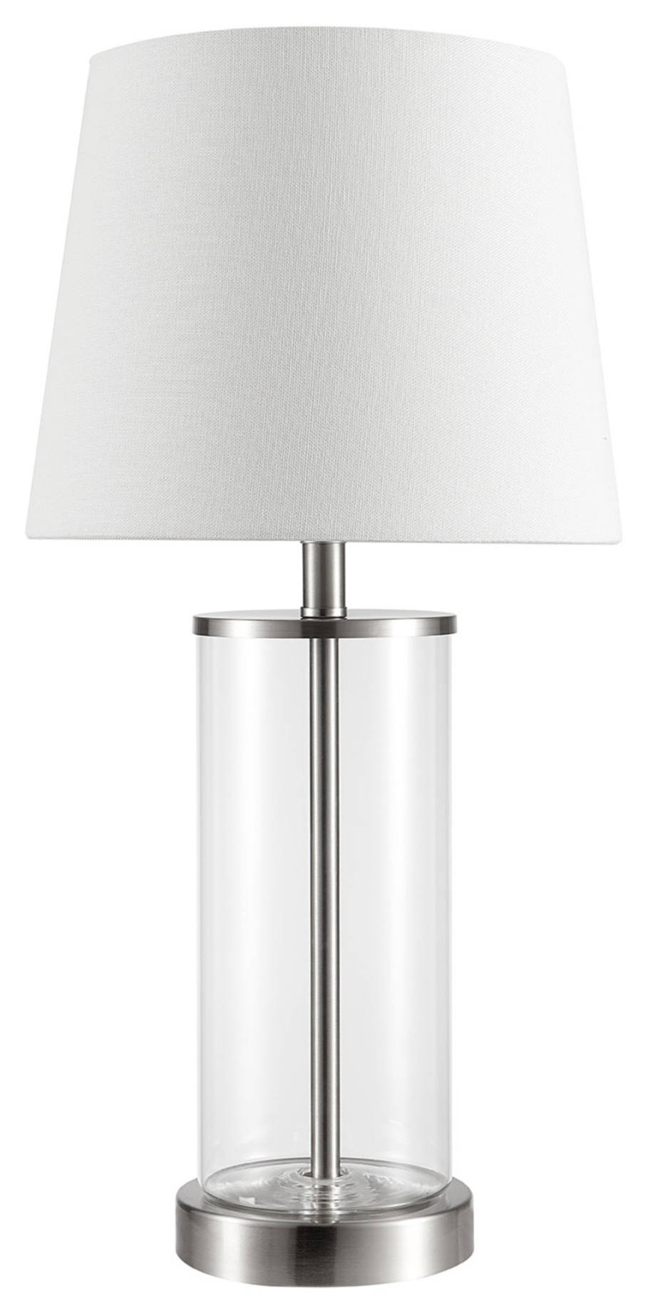 Maya 20" Fillable Clear Glass Table Lamp With White Linen Shade ...