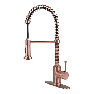 Spring Kitchen Faucet with Deck Plate, Antique Copper - Contemporary ...