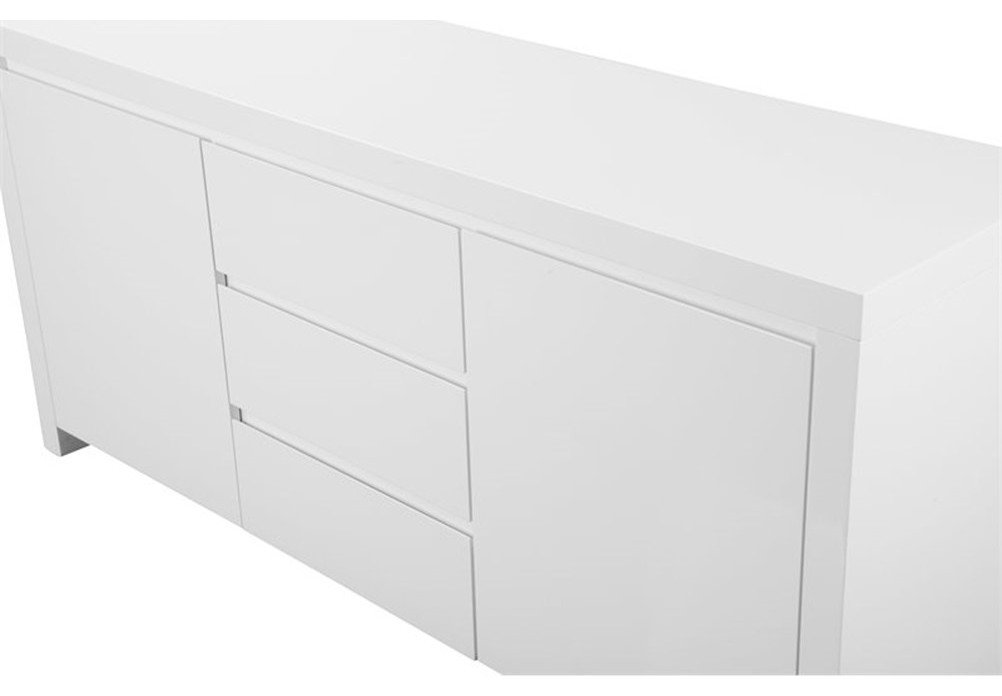 Pangea Home Bowa Modern High Gloss Lacquer Wood Buffet in White ...