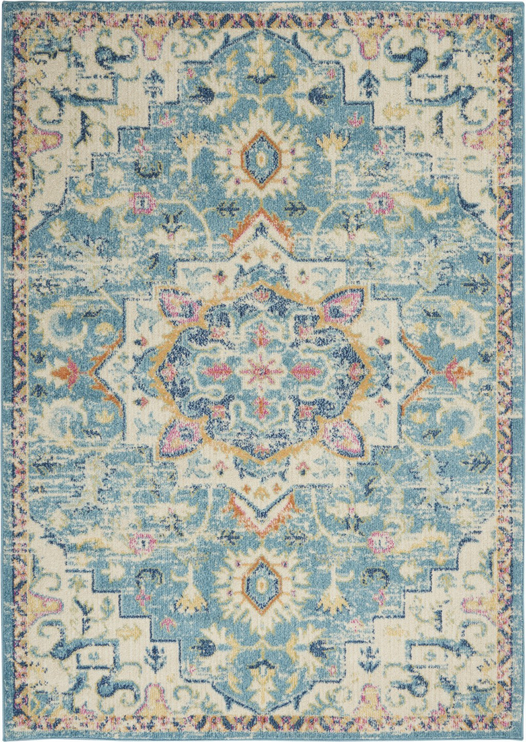 7' X 10' Blue And Ivory Dhurrie Area Rug, 6'7"x9'6" - Contemporary ...
