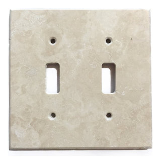 Ivory Travertine Double Toggle Switch Wall Plate / Switch Plate / Cover ...