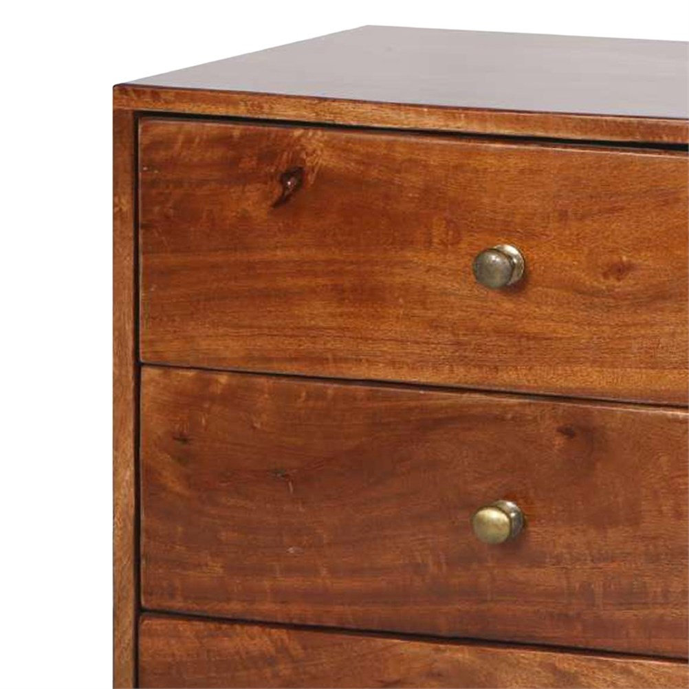 20 Inch Mango Wood Storage Chest 3 Drawers Grain Details Cherry Brown ...