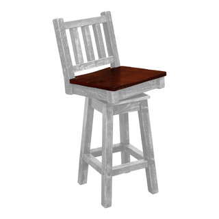 Barnwood Style Timber Peg Swivel Stool, Counter Height - Farmhouse ...