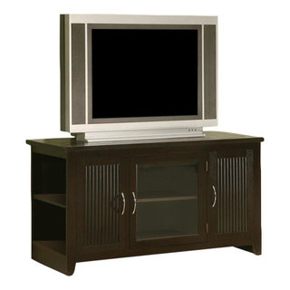 Wooden TV Stand, Espresso Brown Finish - Transitional - Entertainment ...