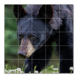 Bear Ceramic Tile Wall Mural HZ500119, 60" Wide x 60" High - Rustic ...