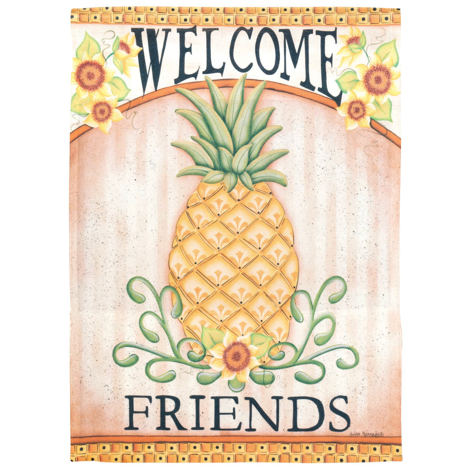 Flag Welcome Friends Pineapple 30x44 - Traditional - Flags And ...