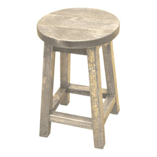 Barnwood Style Timber Peg Barstool, Counter Height - Farmhouse - Bar ...