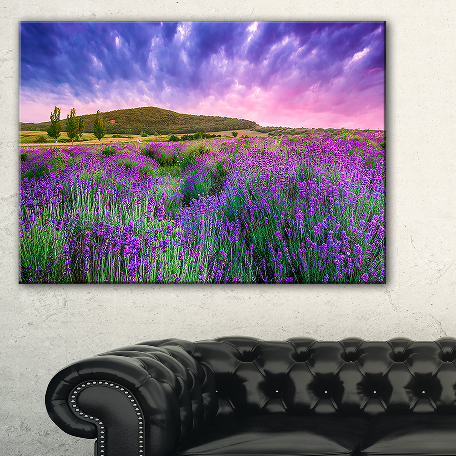 "Summer Lavender Field in Tihany" Modern Landscape Wall Art, 60"x28 ...