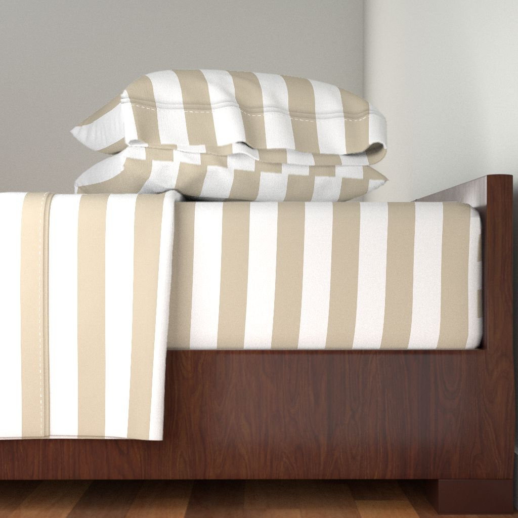 Bold Stripe In Frosted Almond 4pc Cotton Sheet Set, King - Contemporary ...