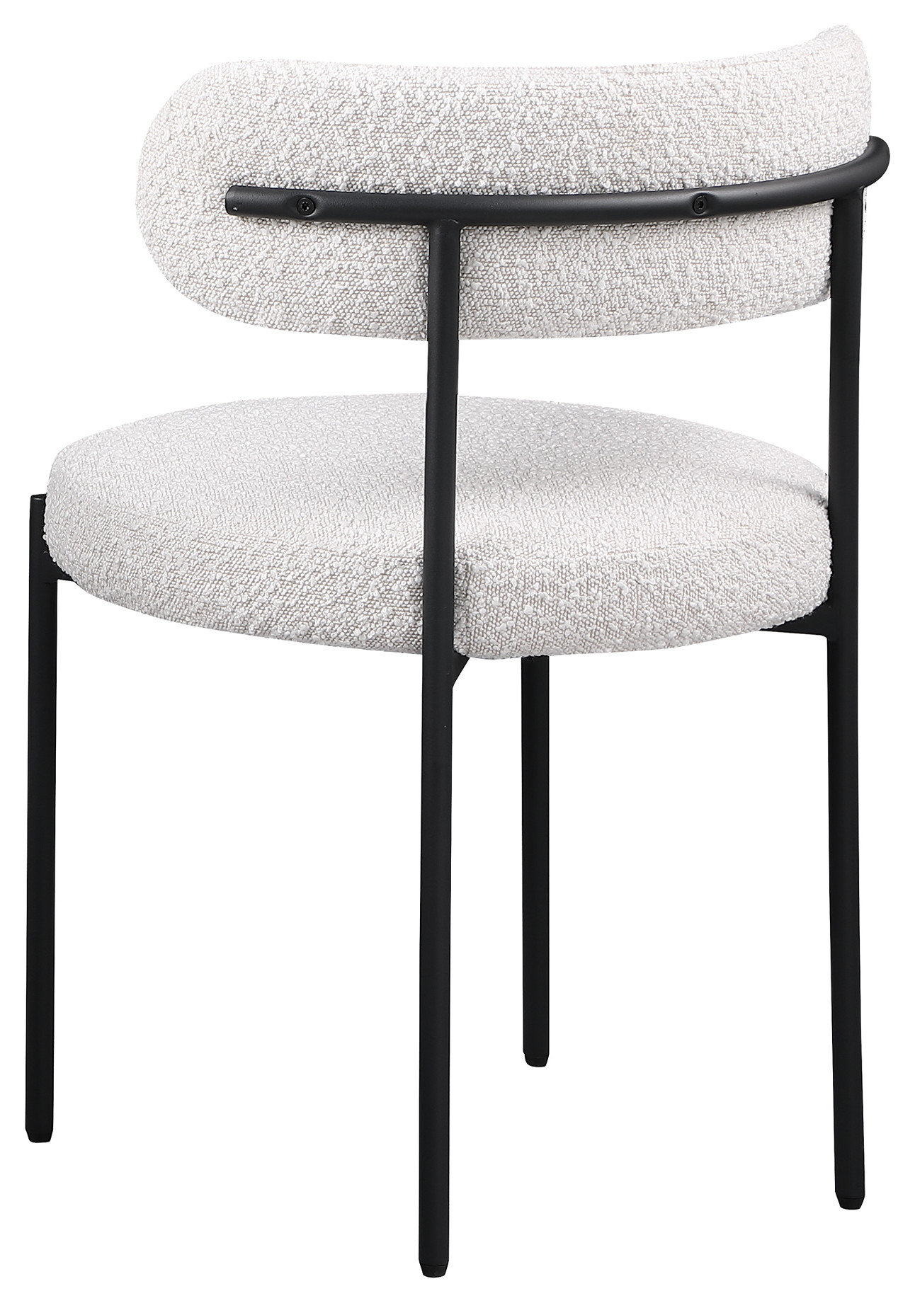 Dobby Contemporary Boucle Fabric Dining Chair with Black Legs, Set of 2 ...