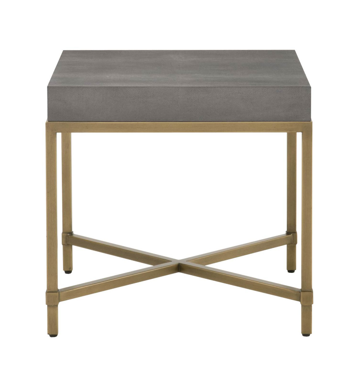 Square Top End Table With Brushed Gold Metal Base, Gray - Contemporary ...