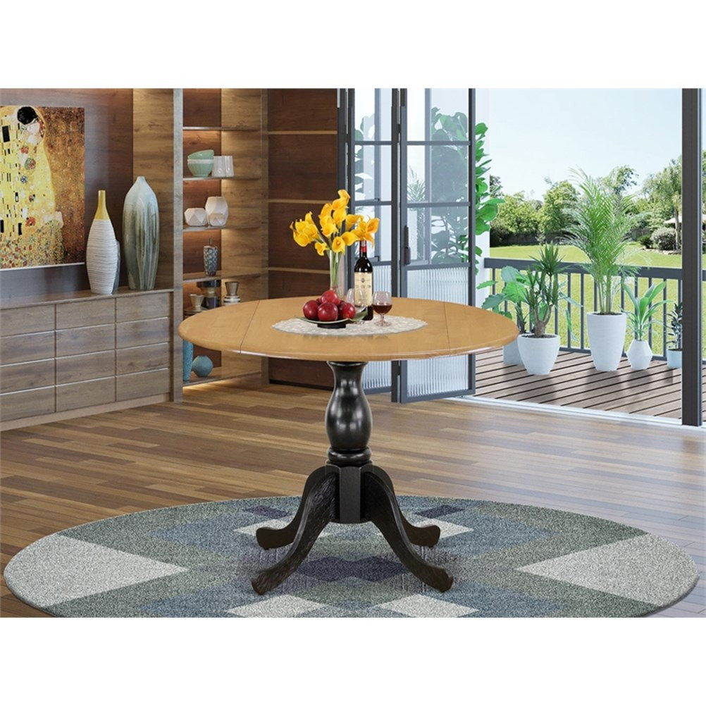 DST-OBK-TP - Dining Table - Oak Table Top and Black Pedestal Leg Finish ...