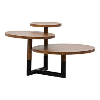 Triad Cocktail Table, Dark Walnut, Walnut and Metal - Industrial ...