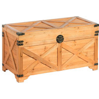 Large Farmhouse Wooden Storage Trunk Chest with Barn Design - Rustic ...
