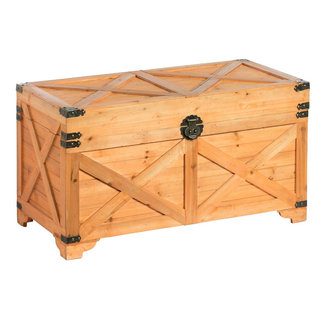 Large Farmhouse Wooden Storage Trunk Chest with Barn Design - Rustic ...