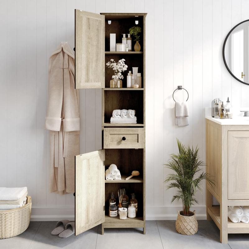 Dune Freestanding Bathroom Linen Tower Storage Cabinet - Farmhouse ...