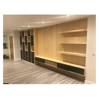 Feature wall with TV unit and bookcase - Modern - Other - by Fellow ...