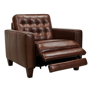 Wesley Leather Power Reclining Tuxedo Arm Accent Chair - Transitional ...