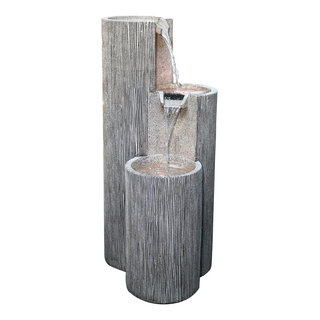 41" Tall Outdoor Tiering Column Zen Fountain With LED Lights ...