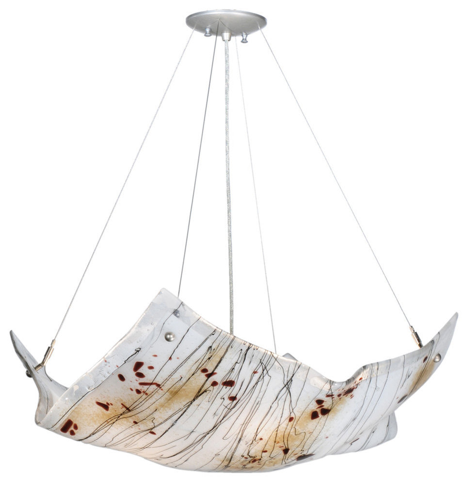 28W Crinkle Ramoscelli Fused Glass Inverted Pendant - Contemporary ...