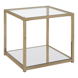 Cora End Table With Mirror Shelf Chocolate Chrome - Contemporary - Side ...
