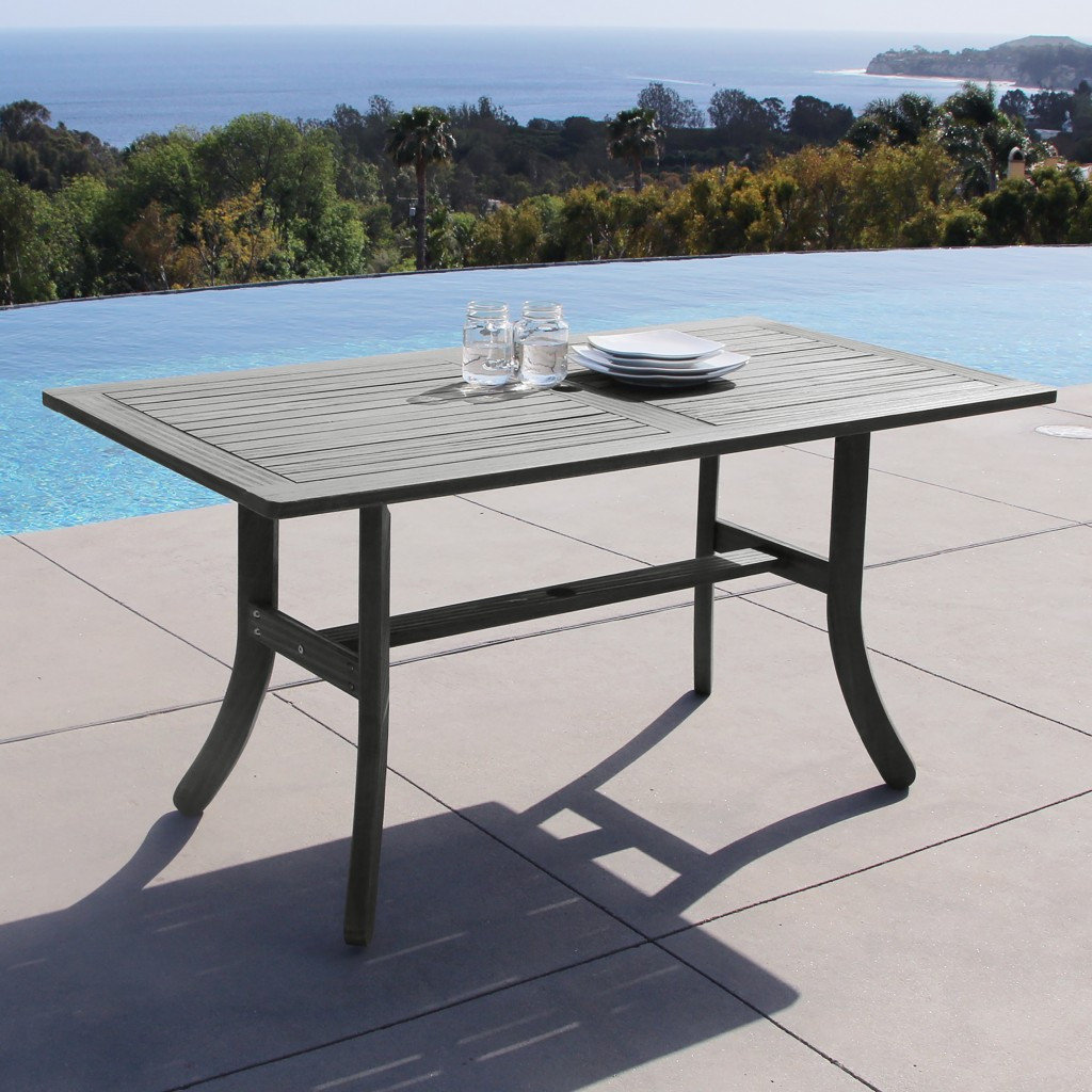 Distressed Grey Dining Table With Curved Legs - Transitional - Outdoor ...