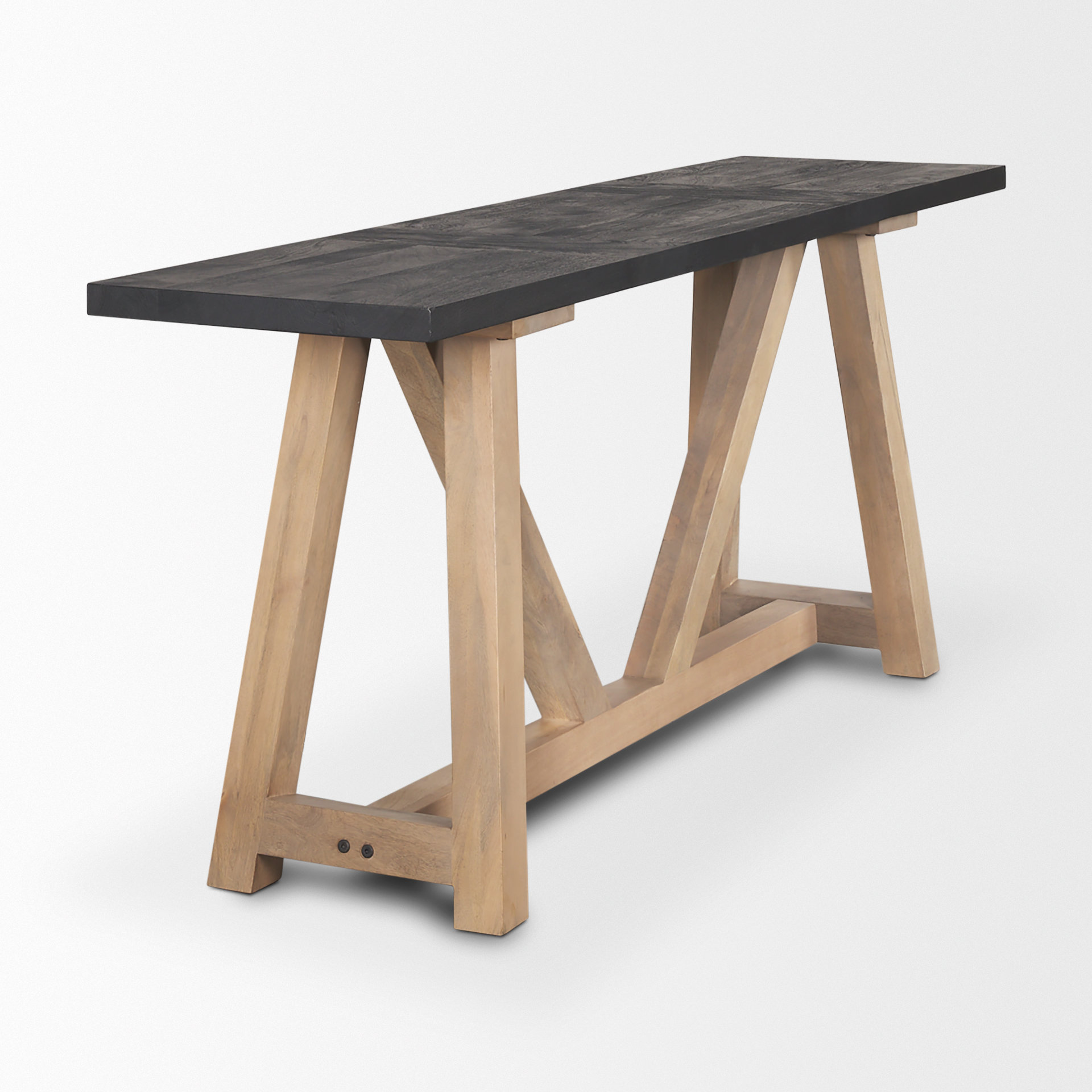 Rialto Two-Toned Black and Brown Wood Angular Leg Console Table ...