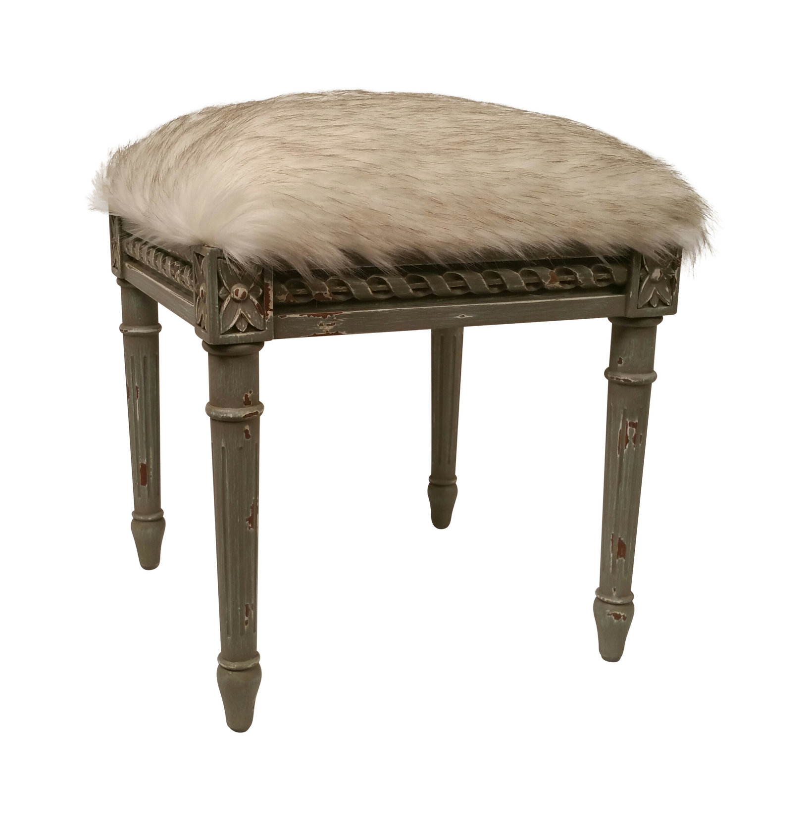 Faux Fur Raffles Stool - Farmhouse - Vanity Stools And Benches - by ...
